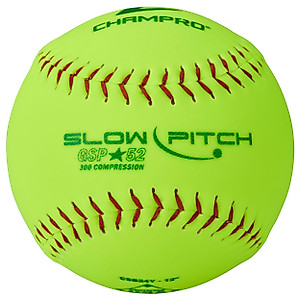 Champro ASA 12" Slow Pitch Softballs with Durahide Cover .52 COR, 12 Pack