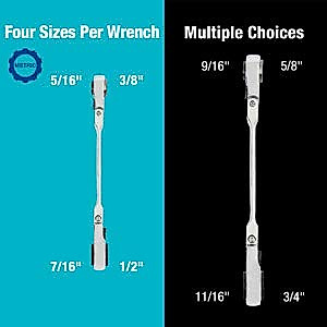 DURATECH 4-in-1 Flex-Head Reversible Ratcheting Box Wrench Set, SAE, 2-Piece, 5/16'' to 3/4'', 12 Point, CR-V, with Rolling Pouch