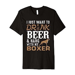 Mens Boxer Dad T Shirt Funny Father's Day Dog Lover Gift Beer Tee