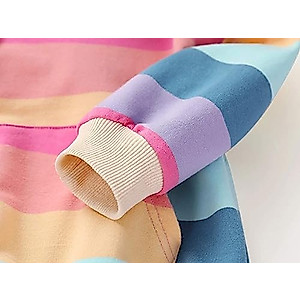 DUBASAM Kids Baby Girl Rainbow color matching Hooded Sweatshirt Tops Casual Hoodie with Pocket Fall Winter (Rainbow, 2-3T)