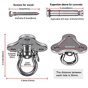 BeneLabel 3 Holes Heavy Duty Swing Hanger, Swing Set Hardware, Swing Set Accessories, Swing Set Brackets, Hammock Hanging Kit, Punching Bag Hangers, Indoor/Outdoor Playground, 1100BL Capacity