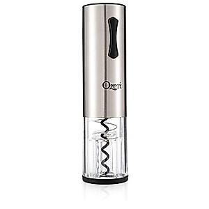 Ozeri Travel Series USB Rechargeable Electric Wine Bottle Opener, Stainless Steel