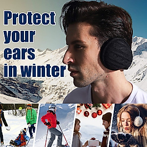 Metog Unisex Foldable Ear Warmers knits Winter EarMuffs Black
