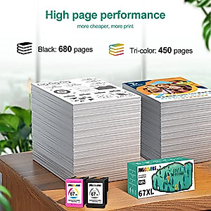 JMLCOLORS Remanufactured67 Ink 67XL Ink Cartridges for Ink Cartridges 67 Used in DeskJet 2700 2755 2722 2732 2752 Plus 4155 4152 Envy 6455e 6000 6055 6055e 6052 6058 6075 Pro 6455 6452 6458 Printer