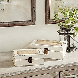 Deco 79 Farmhouse Wood Rectangle Box, Set of 2 10", 8"W, White