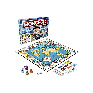 Hasbro Gaming Monopoly World Tour Board Game with Token Stampers and Dry-Erase Gameboard for Family Game Night