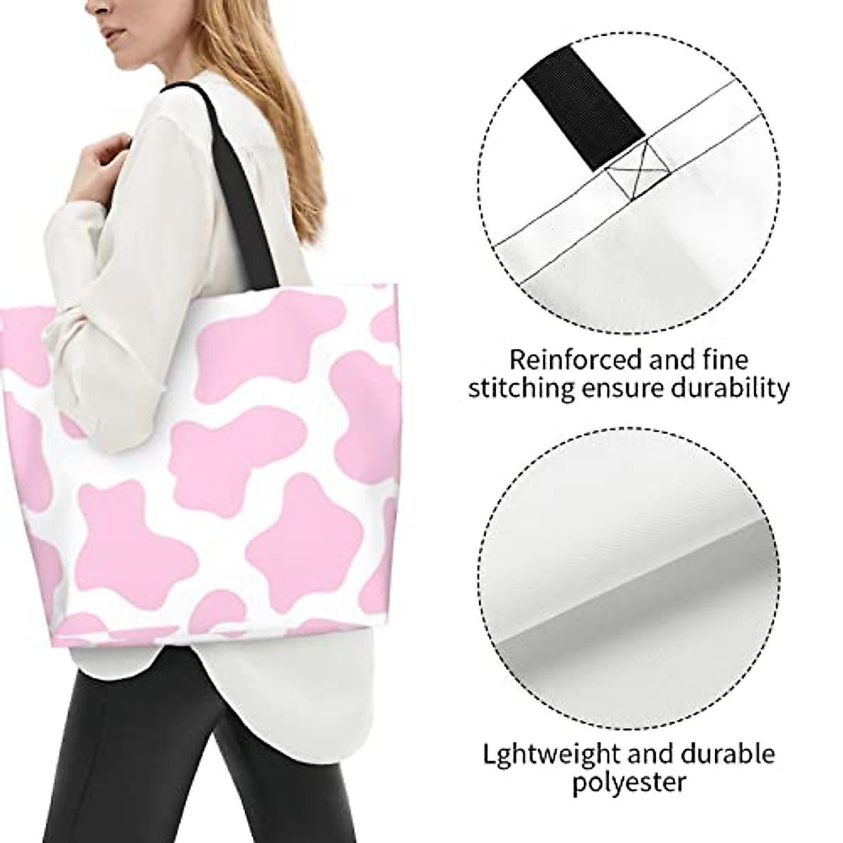Gelxicu Cute Shoulder Tote Bags Cow Printed Casual Bag Cute Shoulder Handbags Shopping Handbag Grocery Bags