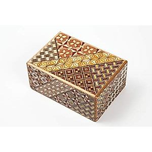 Hakone Yosegi 10 Steps, Japanese Puzzle Box, Wooden Puzzle Box, Brain-Teaser Box, prepaid Debit Cards, Secret Box, Hidden compartments for Children and Adults, Comes with a Gift Box (5in)