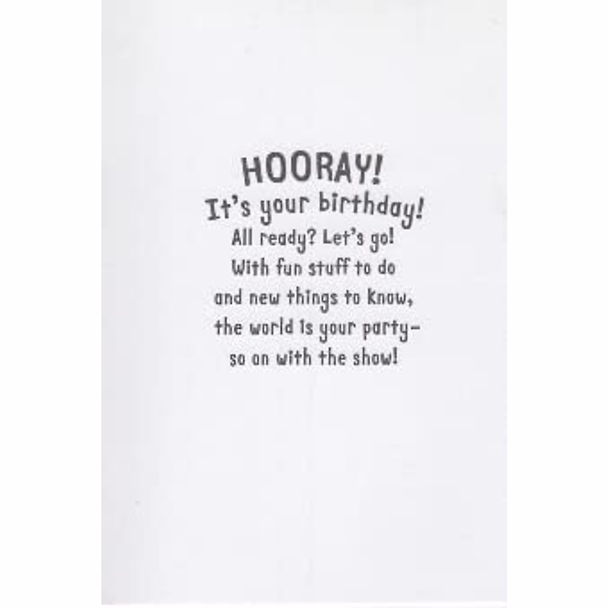 Mickey and Friends Happy Birthday Card Featuring Mickey Mouse, Minnie Mouse, Donald Duck, Daisy Duck, Goofy, and Pluto, The World is Your Party,So on With the Show!