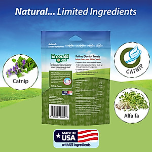 Feline Dental Treats — Tasty and Crunchy Cat Dental Treats Grain Free — Natural Dental Treats to Clean Cat Teeth, Freshen Cat Breath, and Reduce Plaque and Tartar Buildup — Catnip Treats, 3 oz