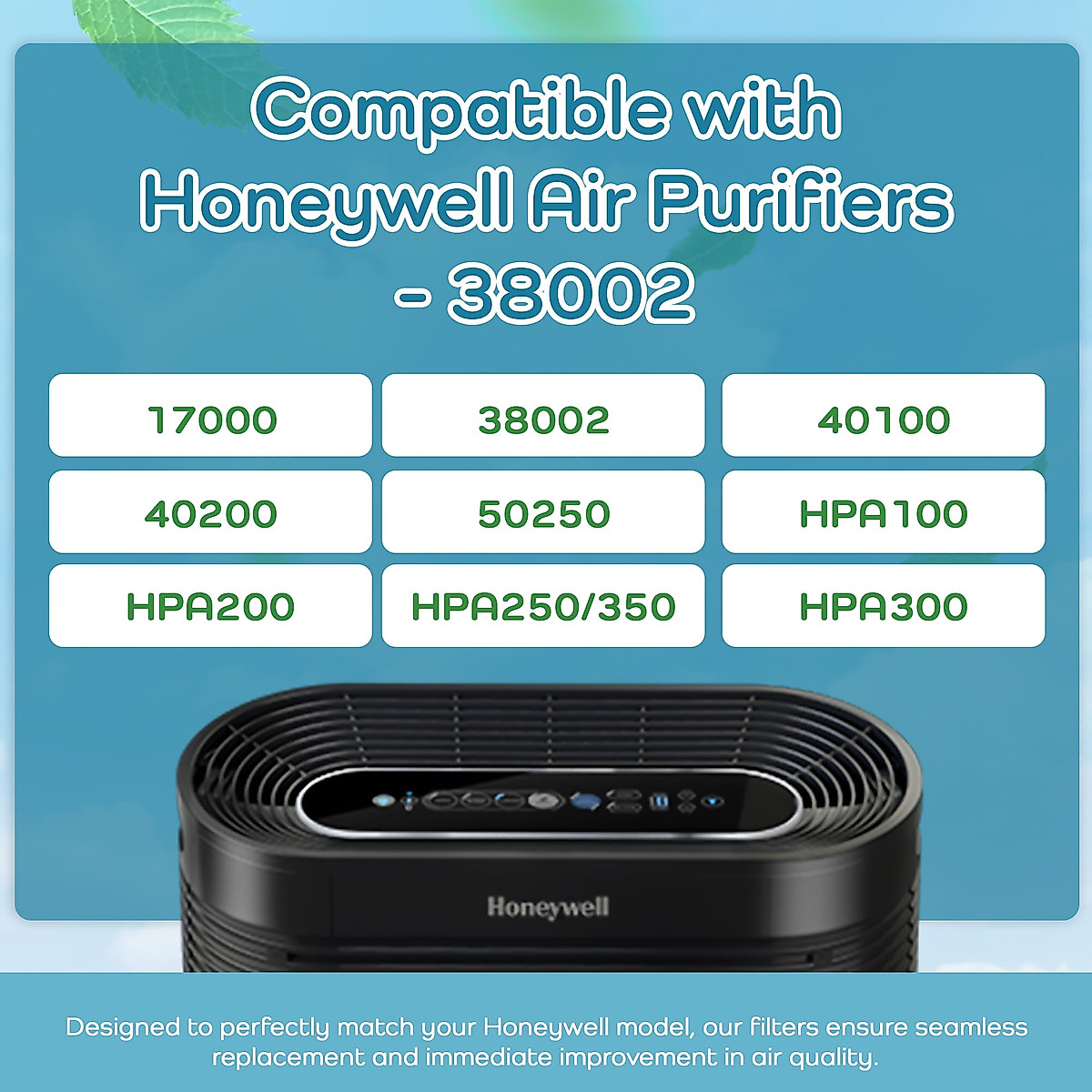 Breathe Naturally Replacement Filters Compatible with Honeywell Air Purifier 38002, HRF-APP1 & More - Activated Charcoal Prefilter - Made in USA - 16" x 48" x 0.2" (Pack of 2 Carbon Prefilters)