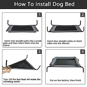 PETIME Cooling Elevated Pet Cushion Bed Raised Dog Cots Beds for Small Dogs, Portable Indoor & Outdoor Pet Hammock Bed, Frame with Breathable Mesh and Removable Bolsters (42 Inch)