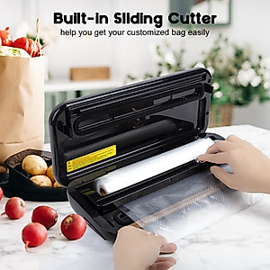 Automatic Vacuum Sealer for Food, 5-in-1 Food Saver Vacuum Sealer Machine with Vacuum Seal Bags and Roll & 1 Air Suction Hose, Food Vacuum Sealing Machine