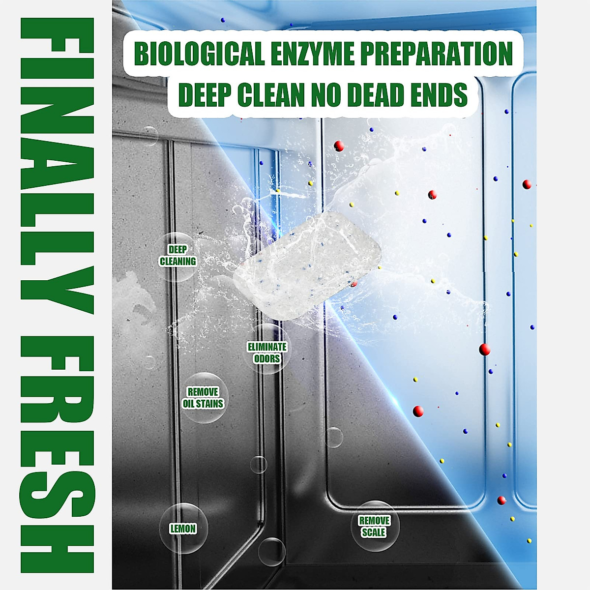 Finally Fresh Dishwasher Cleaner And Deodorizer, Dishwasher Cleaner Tablets to Remove Limescale and Mineral Buildup, Formulated to Clean Inside All Machine, 12 Count.