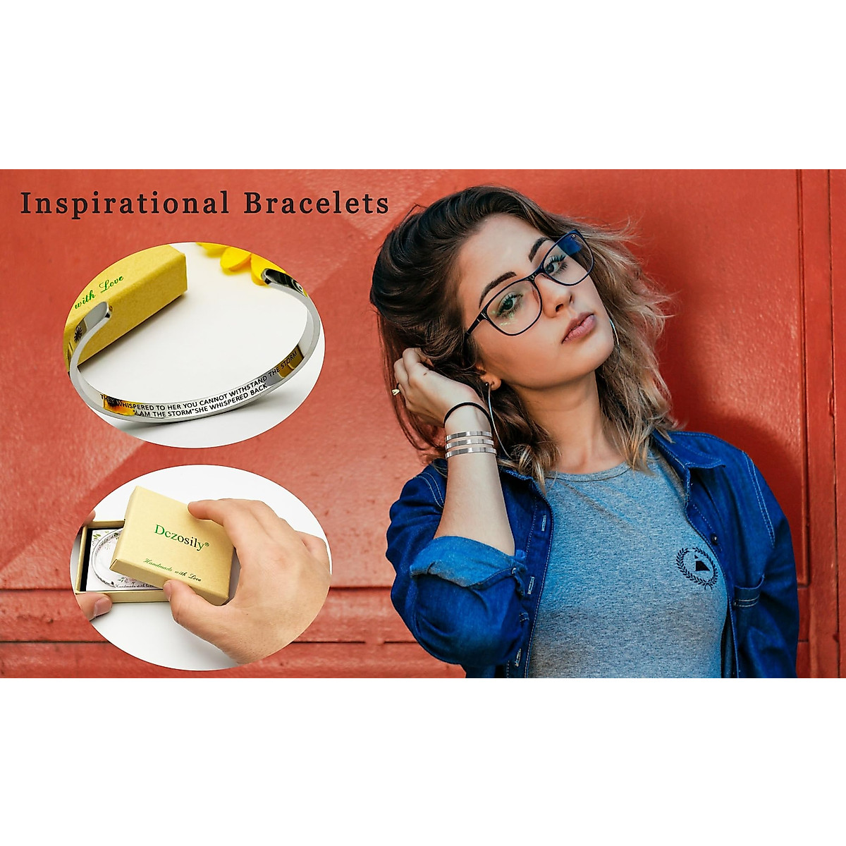 Inspirational Bracelet Cuff Bracelets for Women Stainless Steel Jewelry Bracelets Motivational Bangles Personalized Gifts for Best Friend, Stainless Steel, stainless steel