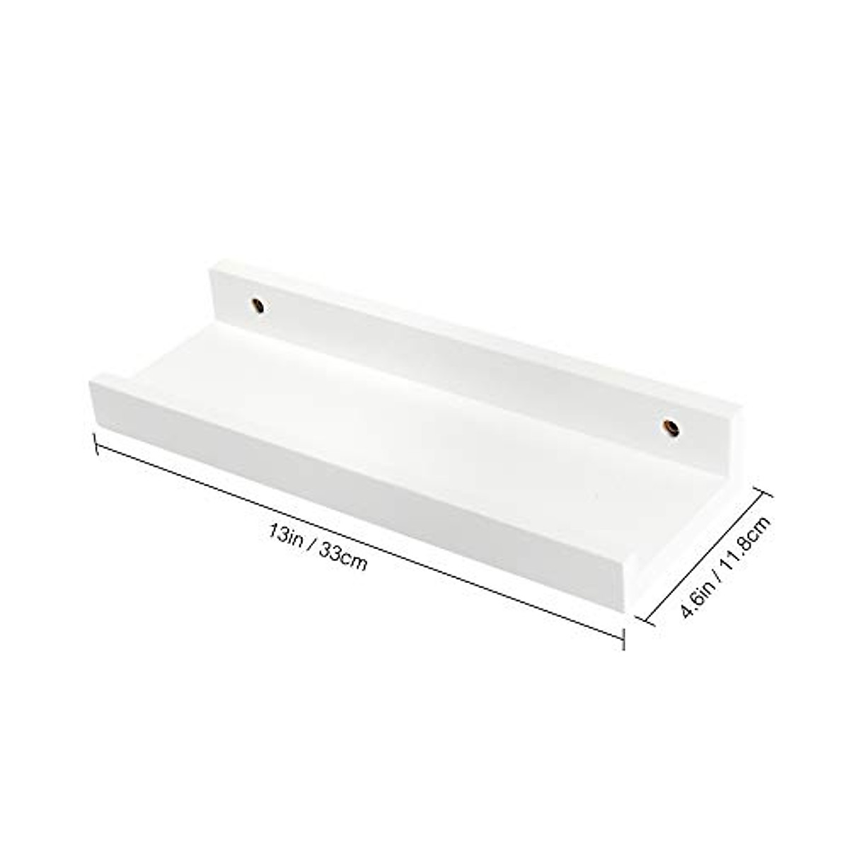 YOYAI Natural Bamboo Floating Shelves Wall Mounted Rustic Wood Wall Shelves Wooden Wall Storage Organizer Home Decor Living Room Kitchen Bedroom (White,13.8 in)