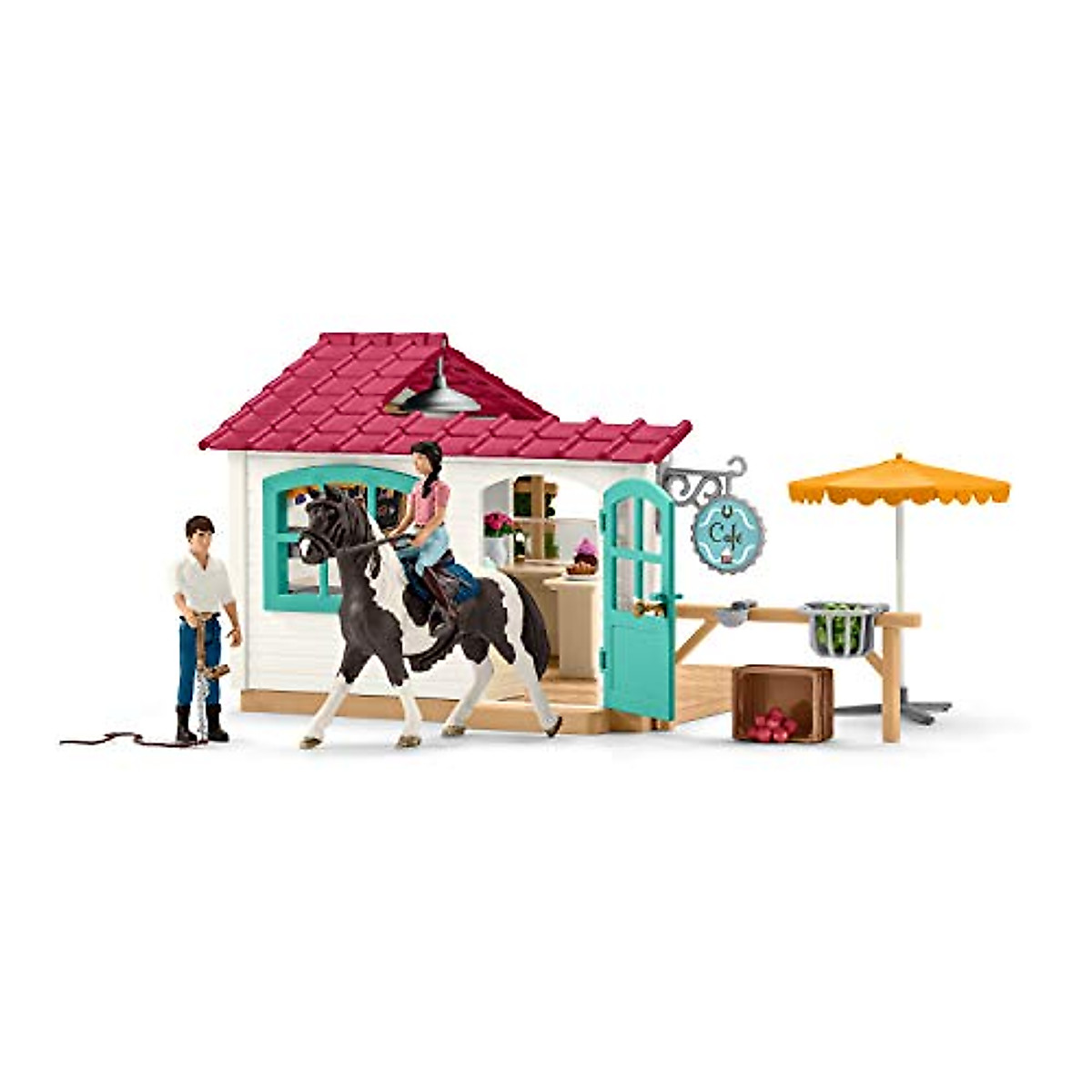 Schleich Horse Club 66-piece Horse Rider Café Playset with Horse Toy and Horse Accessories for Kids Ages 5-12