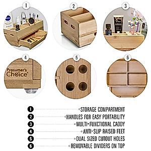 Prosumer's Choice Bamboo Bathroom Organizer, Makeup Vanity Countertop Organizer, Cosmetic Display Case with Toothbrush Holder and Storage Tray with Large Drawer