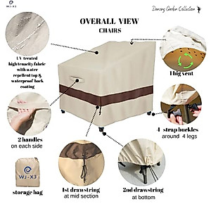 WJ-X3 Patio Chair Cover, Outdoor Lounge Cover, Heavy Duty, Waterproof Lawn Patio Furniture Covers, 35W x 39D x 36H, Beige & Coffee, 2-Pack