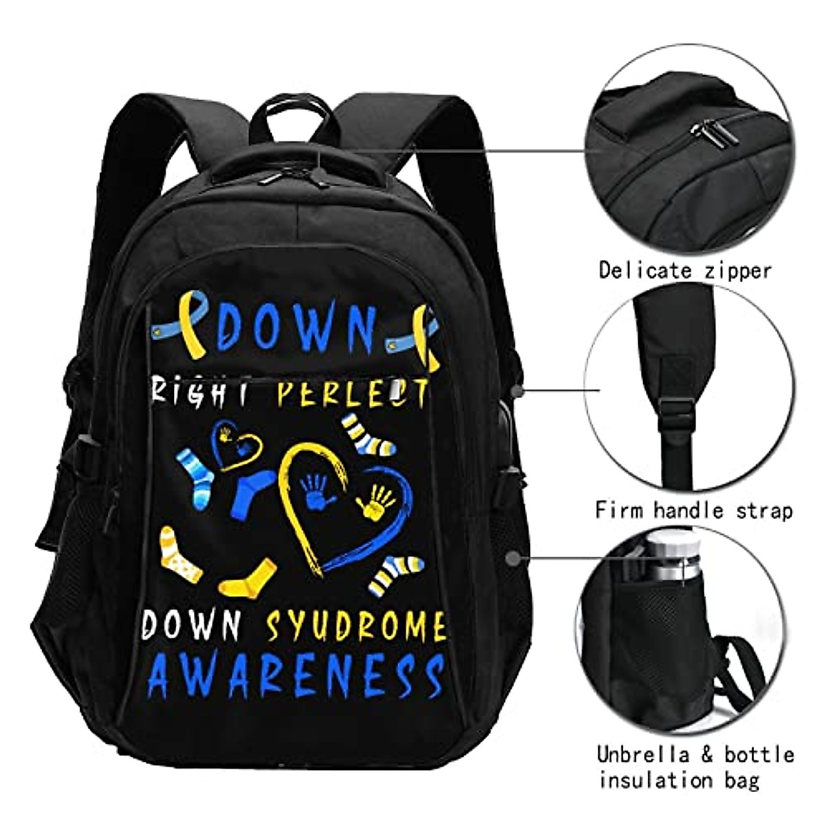 Down Syndrome Awareness Funny Travel Laptop Backpack, Business Anti Theft Slim Durable Laptops Backpack Water Resistant College School Computer Bag Gifts For Men & Women Notebook