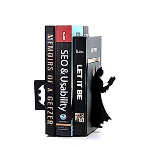 Creative Book Ends, Heavy Duty Metal Bookends Book Dividers Home Office Decorative Book Stand Student Gift ( Color : Black , Size : A )