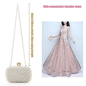 WPKLTMZ Womens Clutch Luxury Evening Bags Full Beaded Artificial Pearls Handbag for Wedding Parites Prom (A)