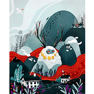 8x10 Scandinavian Art Print Fantasy Yeti Print Miyazaki Anime Design Whimsical Folk Travel Forest Nature Wildlife Illustrated Animal Print Nordic Art Print Studio Ghibli Design Kids Bedroom Home Decor