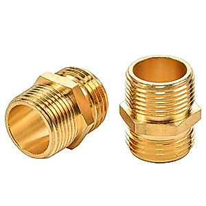 2 Pack 3/4" GHT to 3/4" NPT Male Connector, Brass Garden Hose Fitting, Male Hose Adapter