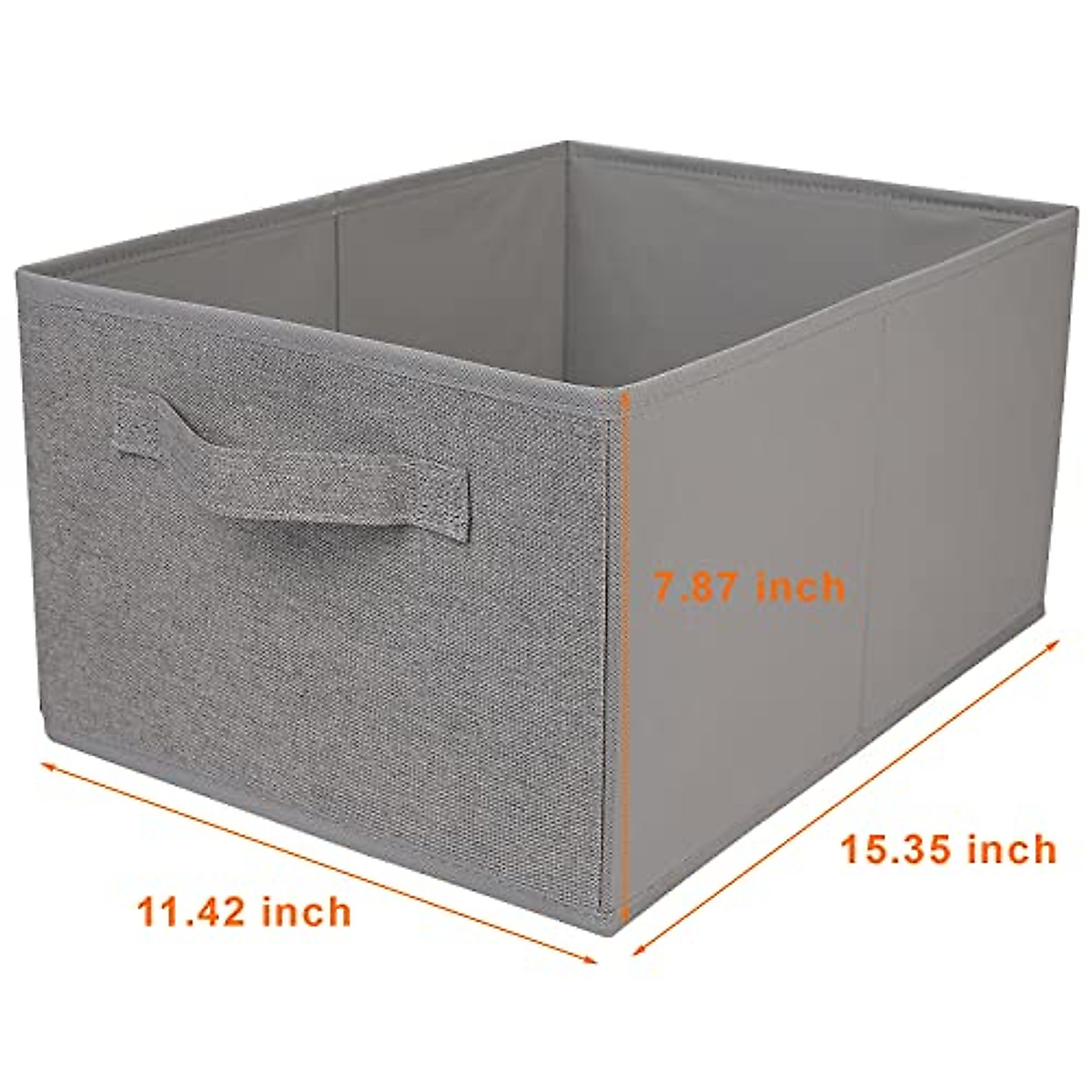 JAKAGO Fabric Storage Bins set of 4 Rectangle Storage Baskets with Handle Foldable Closet Organizer for Clothes Towel Toys Books Collapsible Clothing Container for Shelves Bedroom Playroom (High-Gray)