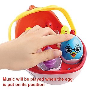 PUSITI Baby Toys Electronic Learning Toys for 2 3 4 5 Years Old Toddlers Kids Education Music Toys Easter Eggs and Hen Basket Musical Toys for Boys and Girls Birthday Gift 18 Months and Up