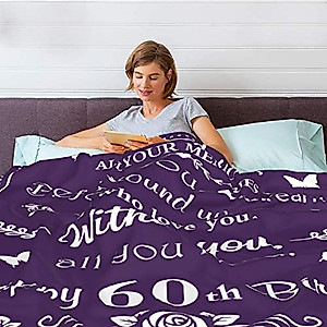 Happy 60th Birthday Gifts for Women Blanket 60”x 50”, Funny 1963 Birthday 60th Gift Idea Throw Blankets for Wife Her Mom Friends Coworker Boss, Flannel Fleece Soft Warm Throw Blankets for Bed Sofa