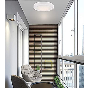 GRUENLICH LED Motion Sensor Flush Mount Ceiling Lighting Fixture, 10.25 Inch 14.5W 1100 Lumen, Metal Housing, ETL Rated, White Finish-5000K