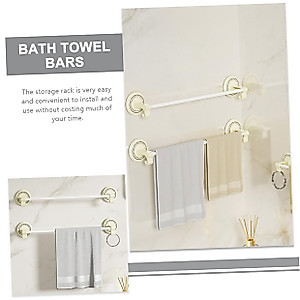 DRESSOOS 2pcs No Punching Bath Towel Organizer Bathroom Door Wall Hanging White Towel Rack Double Pole Tower Hanger No Trace Stickers Multifunction abs Iron Pipe Paint Wall-Mounted Shelf