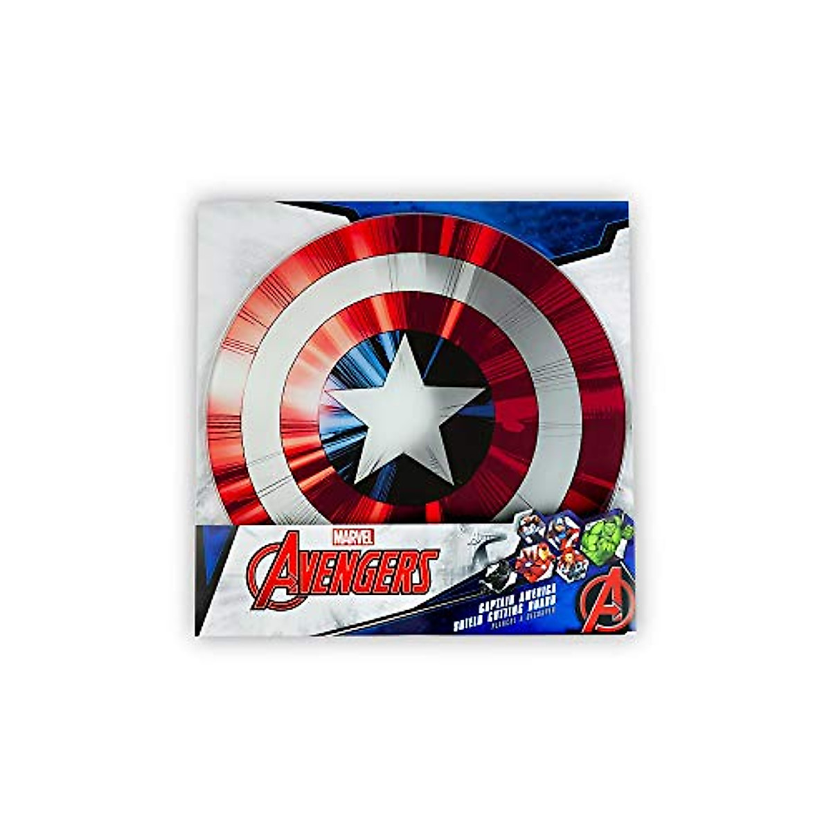 Marvel Avengers Captain America Shield Cutting Board - Tempered Glass With Non-Slip Feet - 11 3/4 inches Round - Great Gift for Marvel Fans