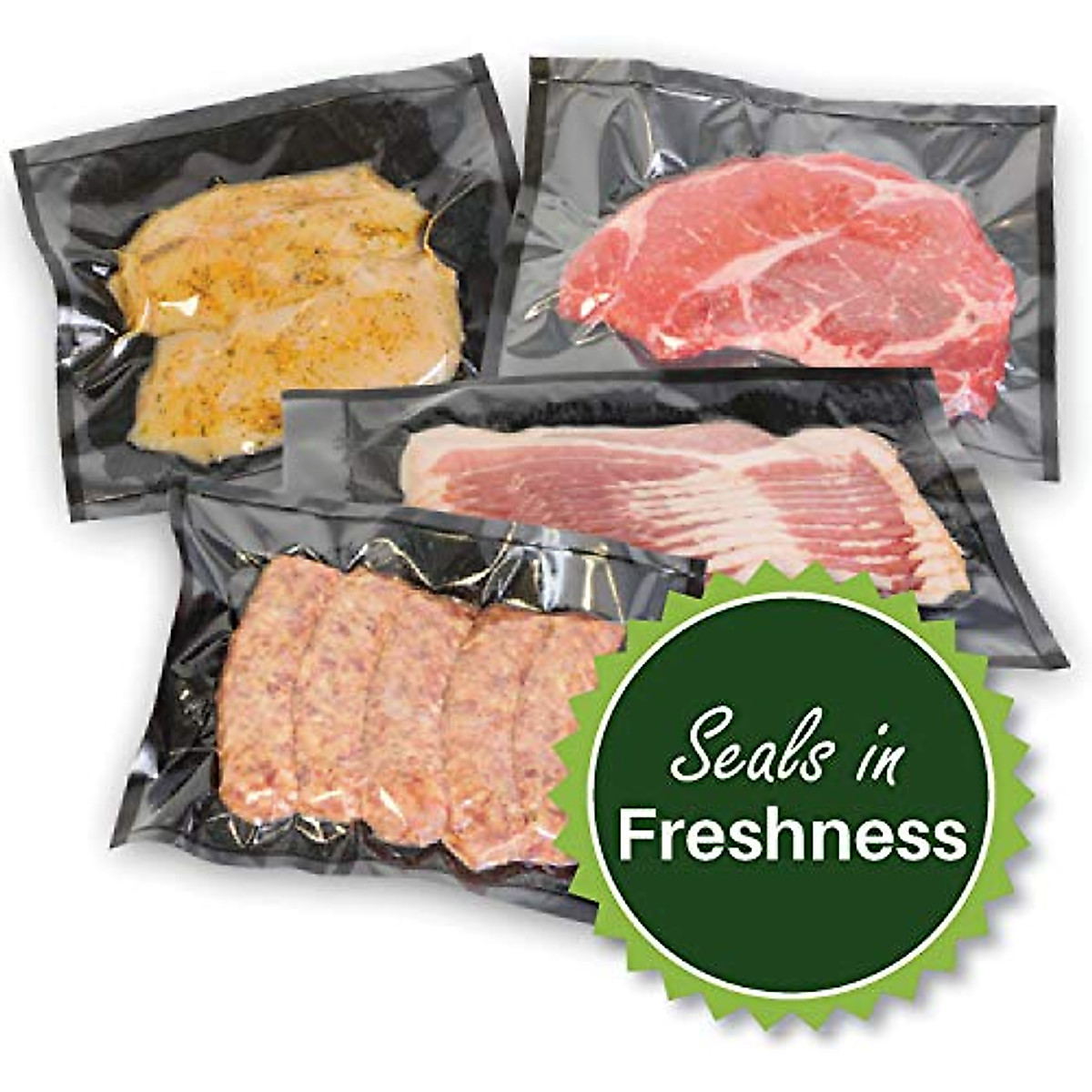 FoodVacBags 8X50 Black Back Clear Front Vacuum Seal Roll, Food Saver Compatible, Perfect for Display