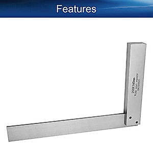 Bettomshin 1Pc Framing Square Right Angle Ruler, 250x160mm Tool Steel Machinist Square Ruler, 90 Degree Square Layout Tool, Straightedge Right Angle Ruler Measuring Gauge for Carpenter Engineer
