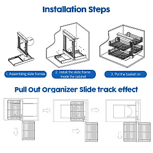 Xverycan Modern Cabinet Corner Organizer, 2-Tier 4-Basket Pull Out, Soft Close, 26.7"L x 18.1"W x 22.4"H