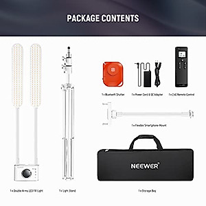 NEEWER Esthetician Light with Phone Holder & Travel Bag Kit, Support 2.4G/PC/MAC Control & Separate Control of 2 LED Light Heads, CRI98+ Bi Color Stepless Dimmable Tattoo Lighting Lash Lamp, BH40B