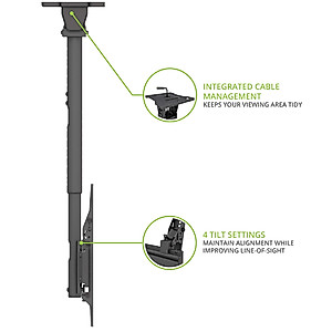 Kanto MBC211T Digital Signage Menu Board Ceiling Mount System with Tilting Arms for 40-Inch to 60-Inch TVs | Precision Leveling for Perfect TV Alignment | 2 TVs | Black