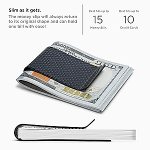 SERMAN BRANDS Carbon Fiber Money Clip Credit Card Holder Slim Business Front Pocket Clips for Men Black Glossy (Blue/black)