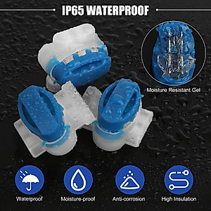 Electrical IDC 314-BOX Pigtail 3 Wire Connectors, EEEkit Self-Stripping Moisture-Resistant Pigtail Connectors for 22-14 AWG Cables, Robotic Lawn Mowers, Irrigation Applications, 50 Pack