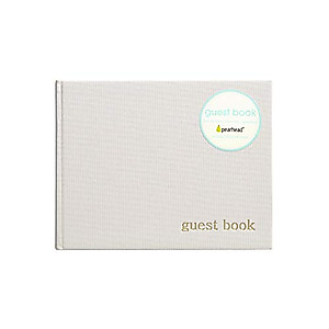 Pearhead Baby Shower Guest Book, Gender Neutral, Classic Neutral Guest Book for Weddings and Events, 100 Blank Pages, Ivory Linen with Gold Print