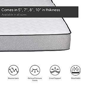 Mayton, 5-Inch Medium Firm High Density Foam Mattress, Comfortable Mattress for Cooler Sleep, Supportive & Pressure Relief, Full XL