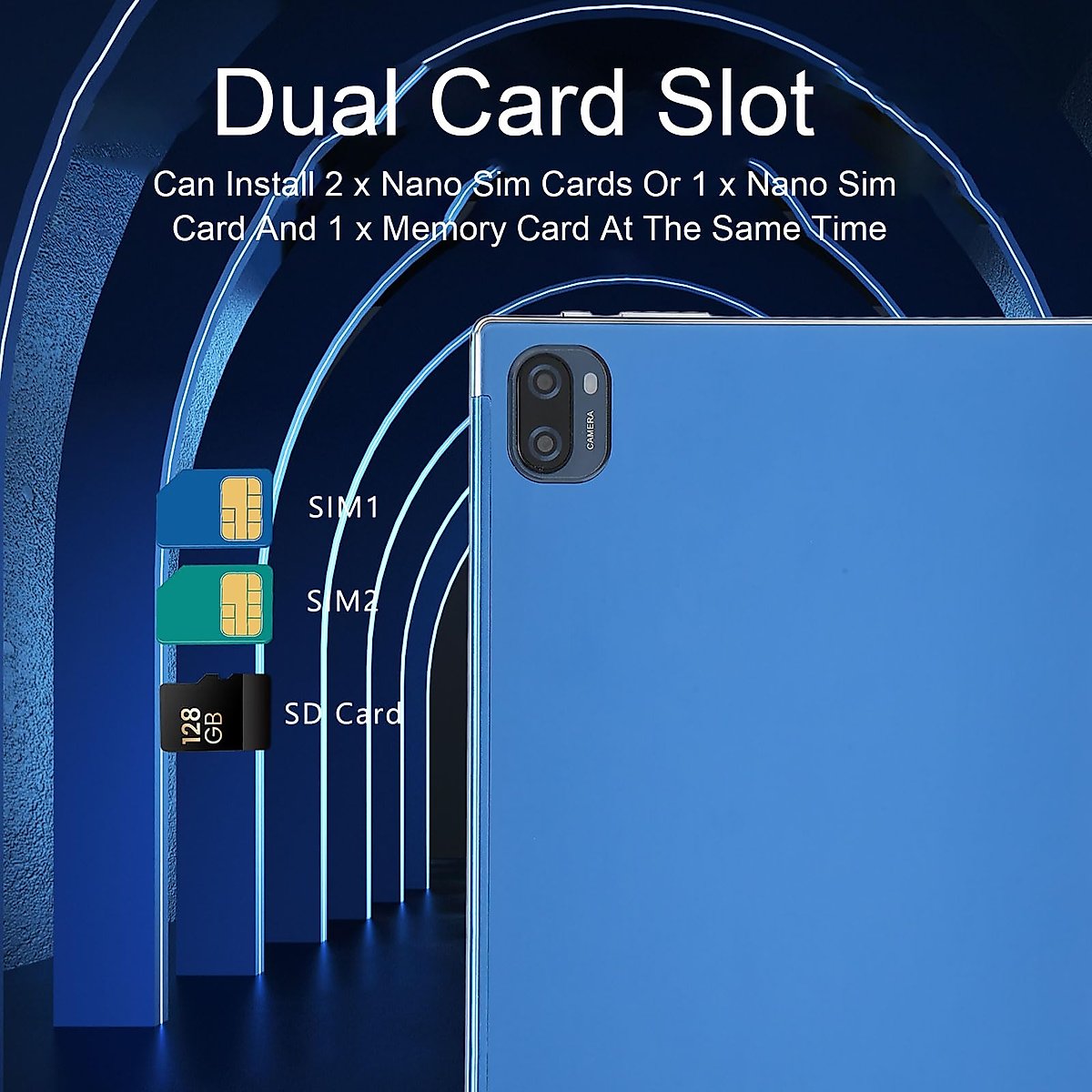 2 in 1 Tablet 10.1 inch, 8 Core CPU 8+256G RAM 5G WiFi Tablet Computer with Keyboard, Dual SIM Dual Standby, Front 8MP, Rear 16MP Camera (US Plug)