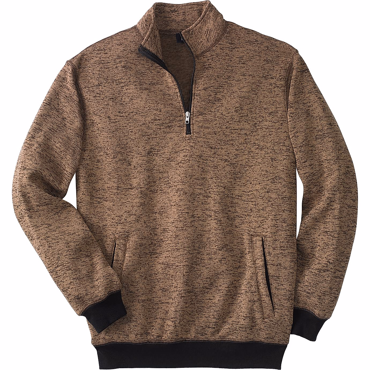 KingSize Men's Big & Tall Quarter Zip Sweater Fleece - 5XL, Brown Marl