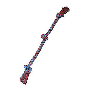 Mammoth Flossy Chews Assorted Color Rope, Premium Cotton-Poly 3 Knot Tug Dog , X-Large