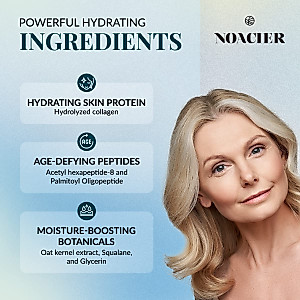 NOACIER Overnight Hydrolyzed Collagen Facial Mask – Anti Aging, Hydrating Face Cream or Moisturizer Helps Plump, Smooth, & Brighten Skin – Infused with Squalane Oil, Peptides, & Glycerin, 2 Oz.