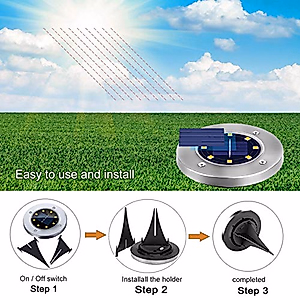 12 Pack Solar Ground Lights - 8 Led Solar Garden Lights Outdoor Waterproof Sidewalk Disk Lights Solar Powered Landscape Lighting for Lawn Patio Pathway Yard Deck Walkway Flood Lights (Warm White)