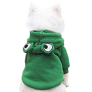 Dog Clothes, Dog Sweatshirt Hoodie Fleece Sweater Frog Coat Outfit Winter Warm Cat Clothes for Puppy Small Medium Dogs (S)