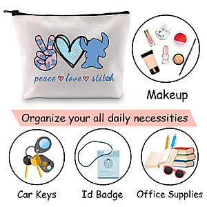 JXGZSO Cartoon Love Gift Hawaiian Bags Party Peace Love Cosmetic Bag With Zipper Movie Inspired Makeup Bag